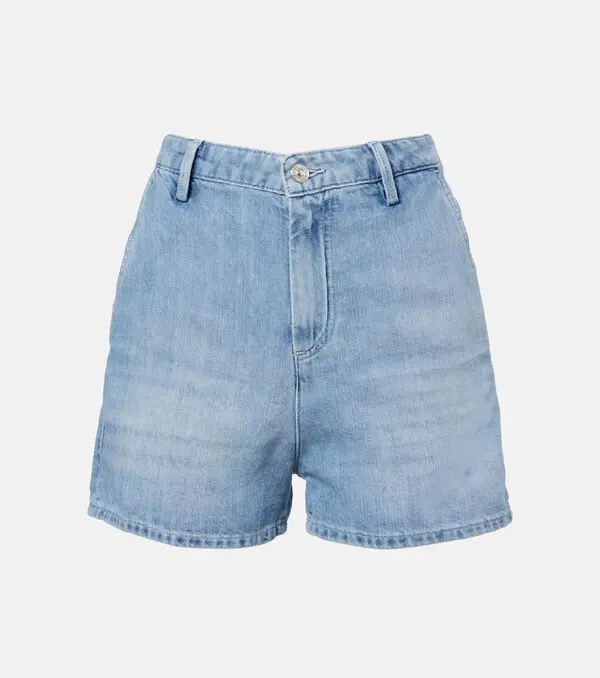 7 For All Mankind Cotton And Linen Denim Shorts - Blue