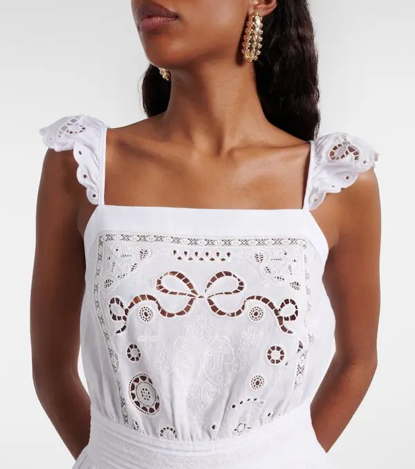 SELF-PORTRAIT Embroidered Linen And Cotton Organza Romper