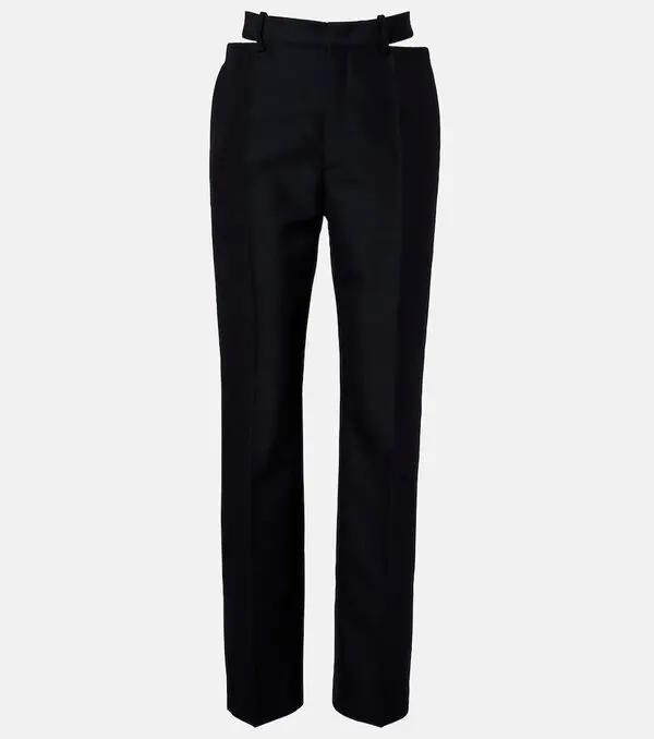 JIL SANDER Cutout Wool And Mohair Straight Pants - Black