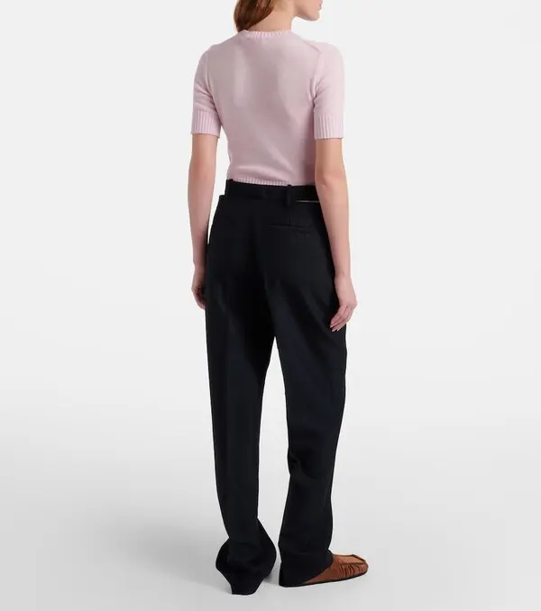 JIL SANDER Cutout Wool And Mohair Straight Pants - Black