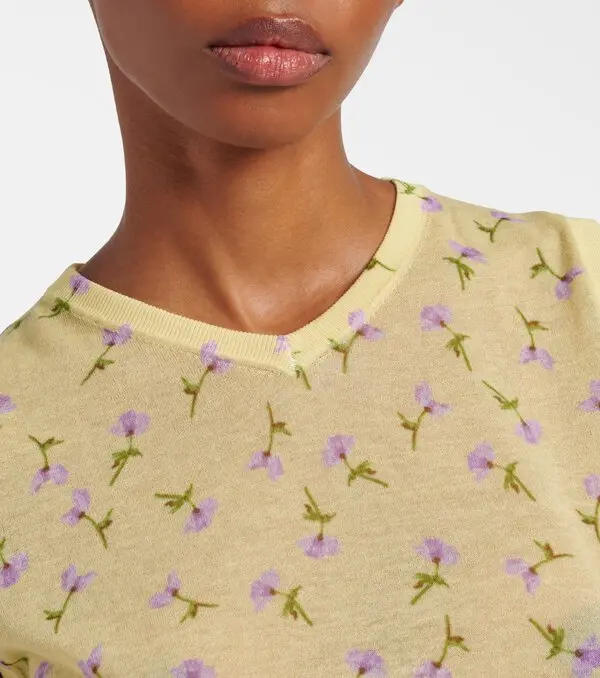 JIL SANDER Floral Cotton-blend Top