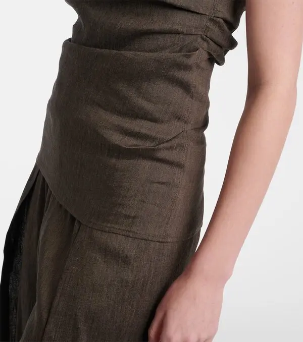 Proenza Schouler Anoushka Draped Linen-blend Slub Top