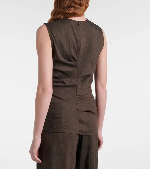 Proenza Schouler Anoushka Draped Linen-blend Slub Top