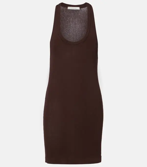 LEMAIRE Ribbed Crêpe Minidress - Brown