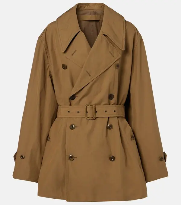 LEMAIRE Oversized Cropped Cotton Trench Coat - Green