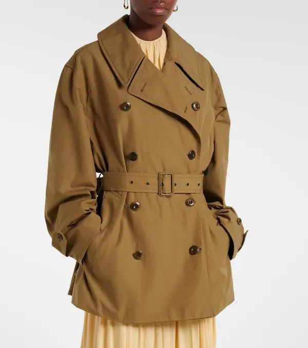 LEMAIRE Oversized Cropped Cotton Trench Coat - Green