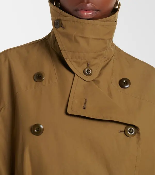 LEMAIRE Oversized Cropped Cotton Trench Coat - Green