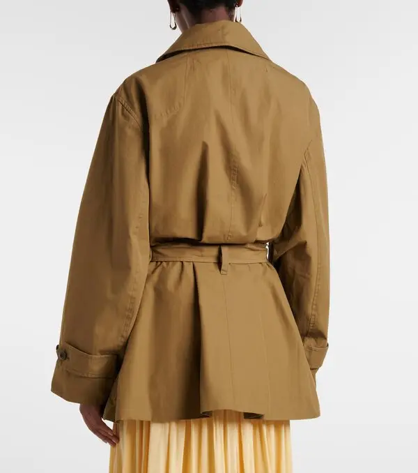 LEMAIRE Oversized Cropped Cotton Trench Coat - Green