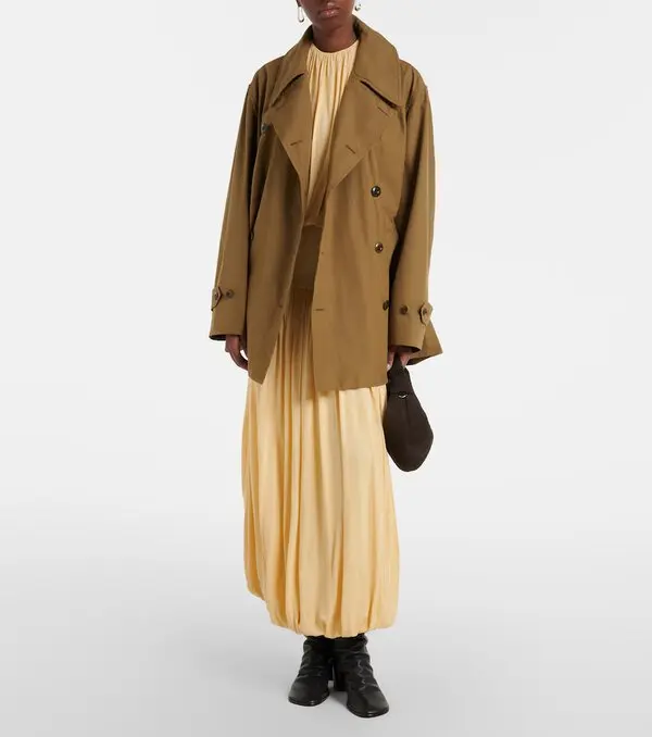 LEMAIRE Oversized Cropped Cotton Trench Coat - Green