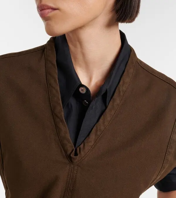 LEMAIRE Belted Cotton Twill Top - Brown