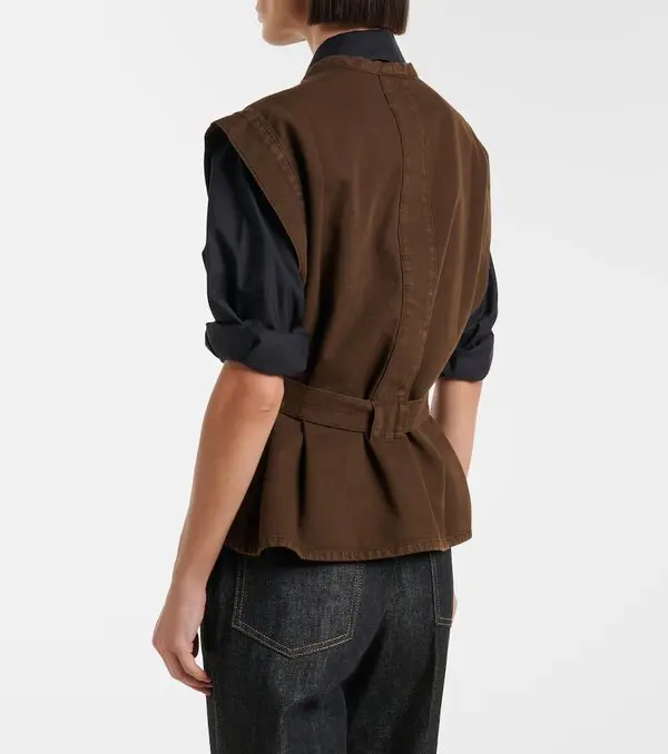 LEMAIRE Belted Cotton Twill Top - Brown