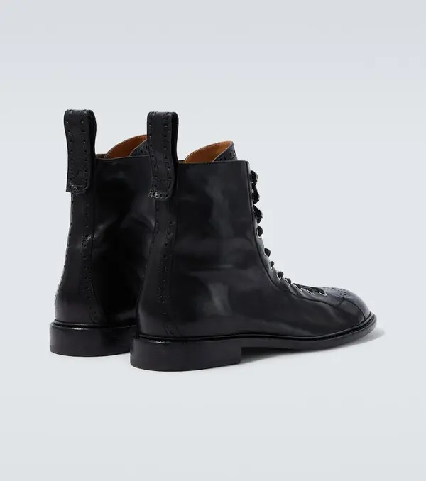 Versace Billy Perforated Leather Combat Boots