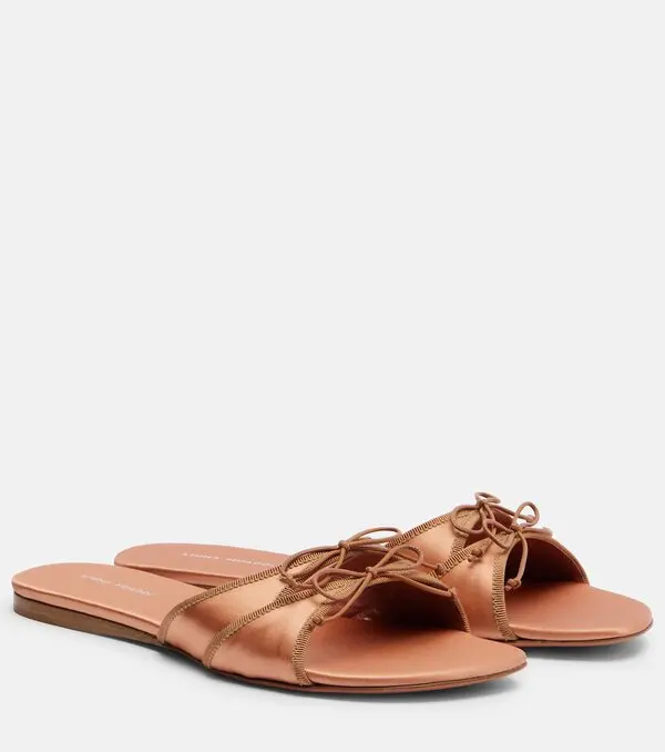 Amina Muaddi Eleonora Bow-detail Satin Sandals - Pink