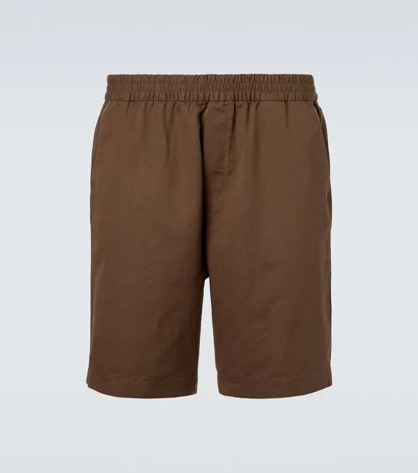 Sunspel Cotton And Linen Shorts - Brown