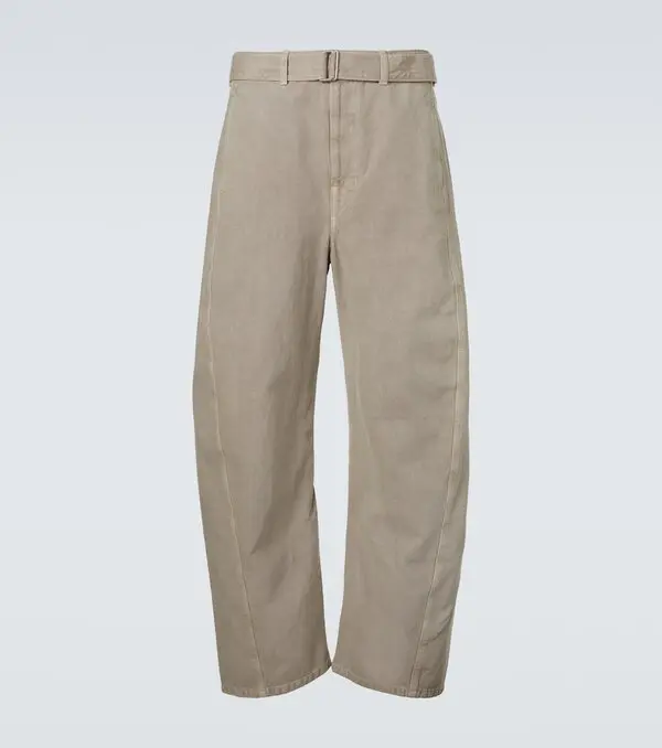 LEMAIRE Twisted Belted Cotton Twill Pants - Grey