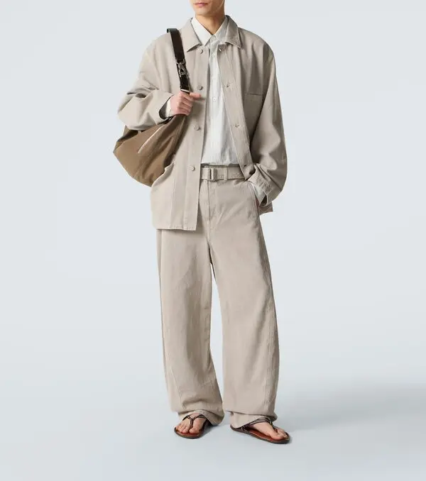 LEMAIRE Twisted Belted Cotton Twill Pants - Grey