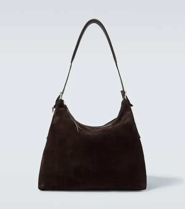 LEMAIRE Belted Suede Shoulder Bag - Brown