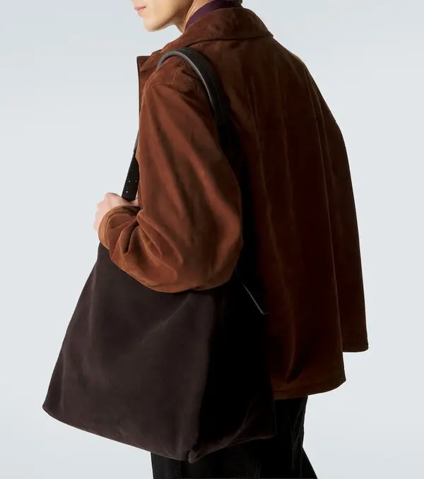 LEMAIRE Belted Suede Shoulder Bag - Brown