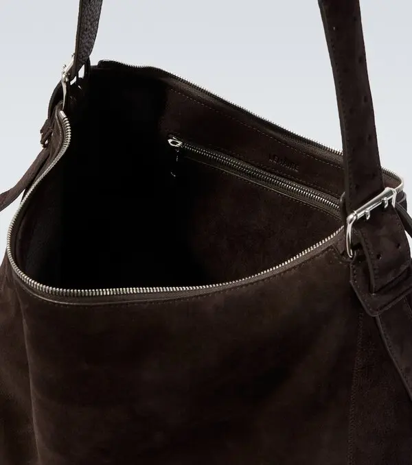 LEMAIRE Belted Suede Shoulder Bag - Brown