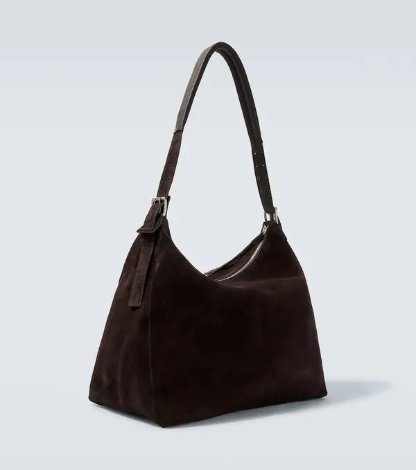 LEMAIRE Belted Suede Shoulder Bag - Brown