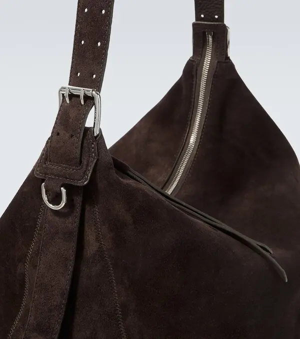 LEMAIRE Belted Suede Shoulder Bag - Brown