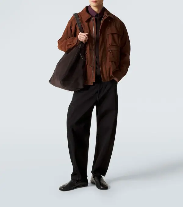 LEMAIRE Belted Suede Shoulder Bag - Brown