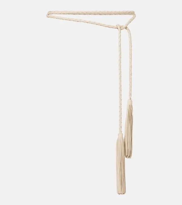 Nour Hammour Leather Tassel Belt - White