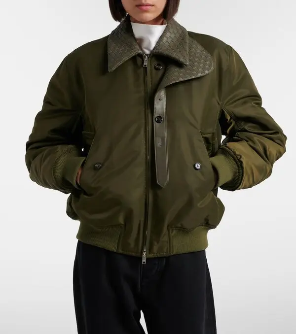 Bottega Veneta Intrecciato Leather-trimmed Bomber Jacket
