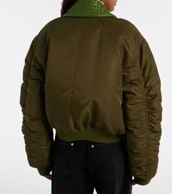 Bottega Veneta Intrecciato Leather-trimmed Bomber Jacket