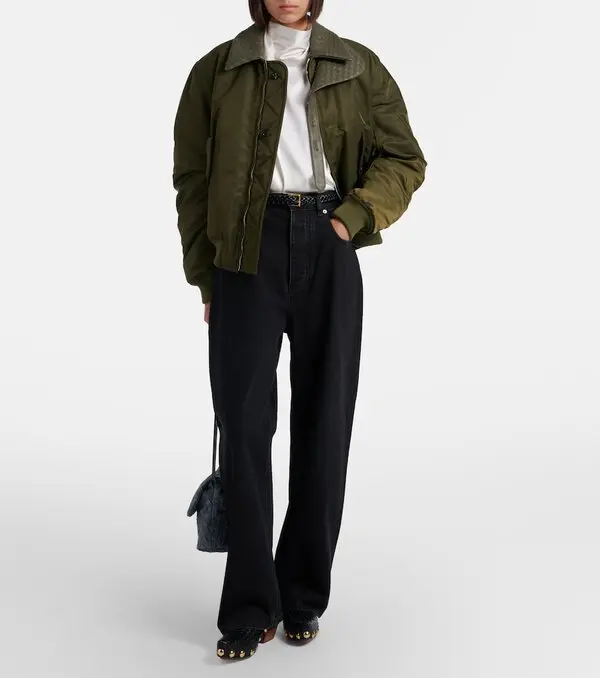 Bottega Veneta Intrecciato Leather-trimmed Bomber Jacket
