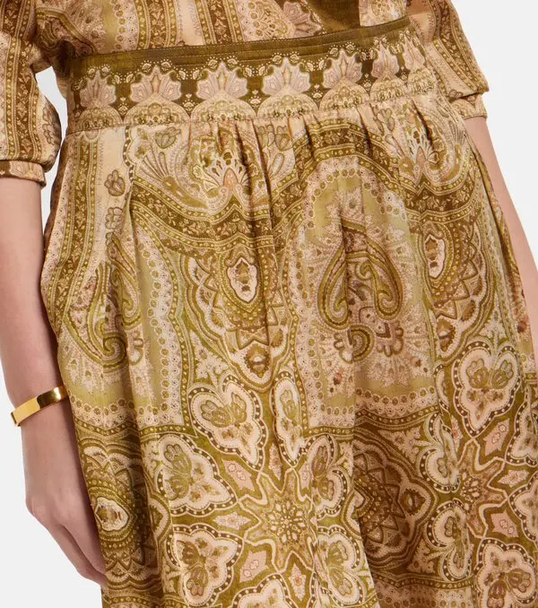Zimmermann Luna Paisley Silk Satin Balloon Pants - Green