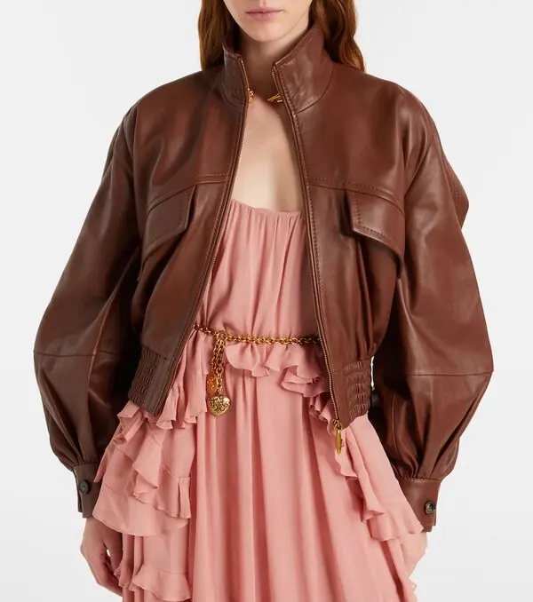 Zimmermann Luna Leather Bomber Jacket