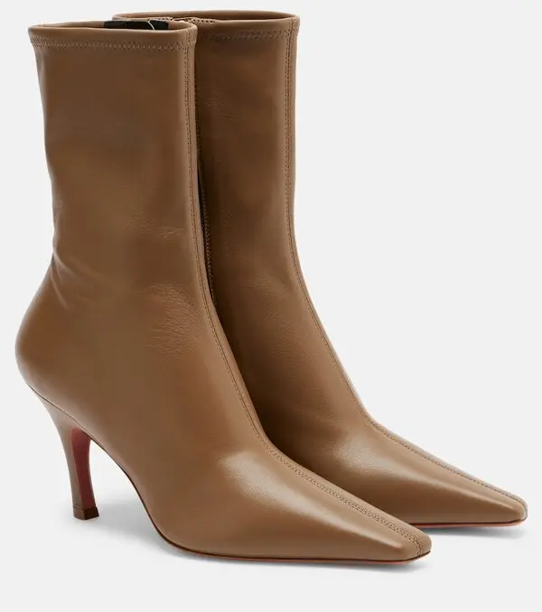 Amina Muaddi Jamie Leather Ankle Boots - Brown