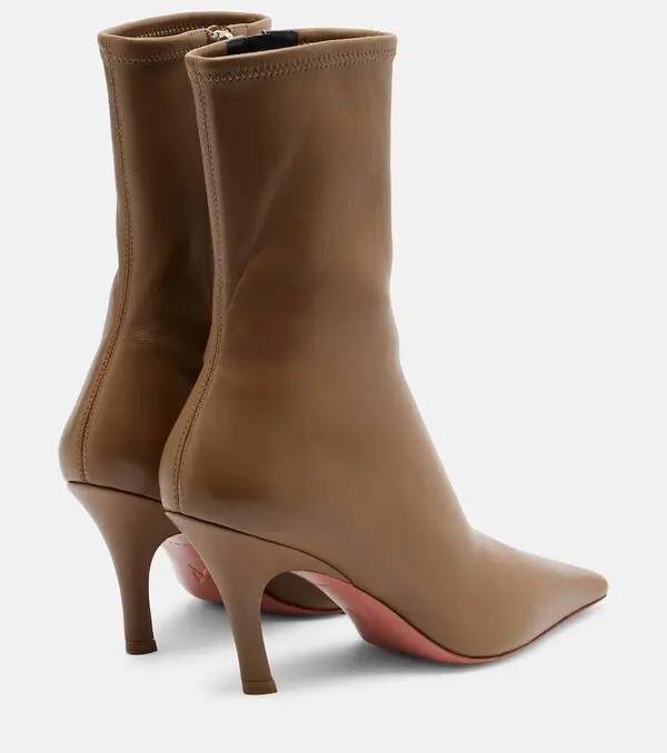 Amina Muaddi Jamie Leather Ankle Boots - Brown