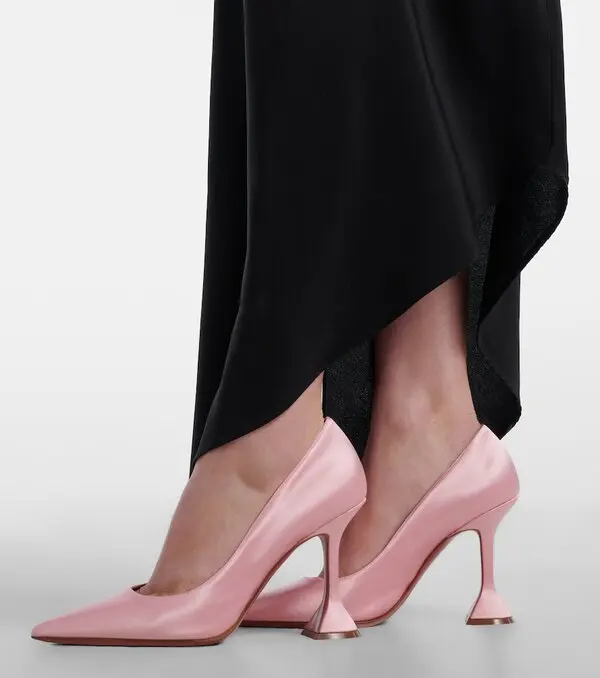 Amina Muaddi Ami Satin Pumps - Pink