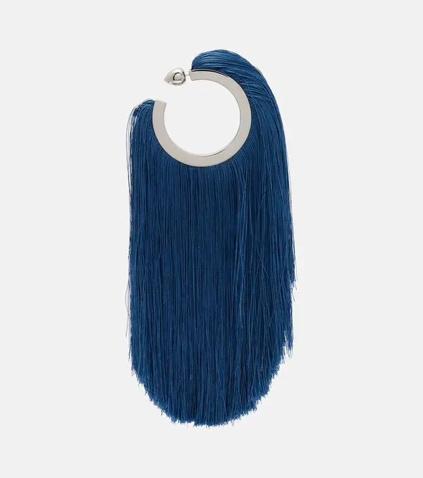 Alaïa Fringed Hoop Earrings - Blue