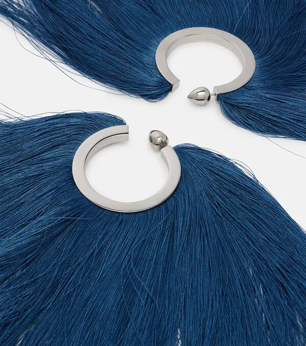 Alaïa Fringed Hoop Earrings - Blue