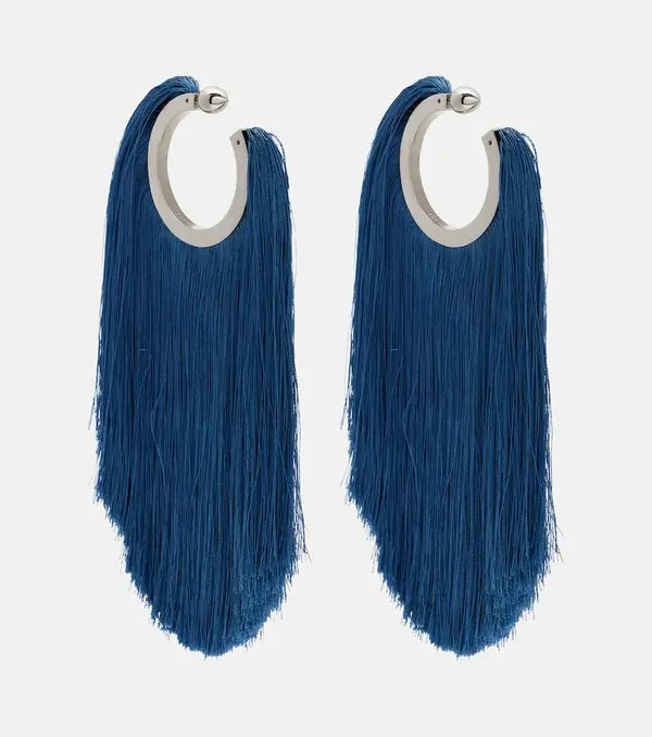 Alaïa Fringed Hoop Earrings - Blue