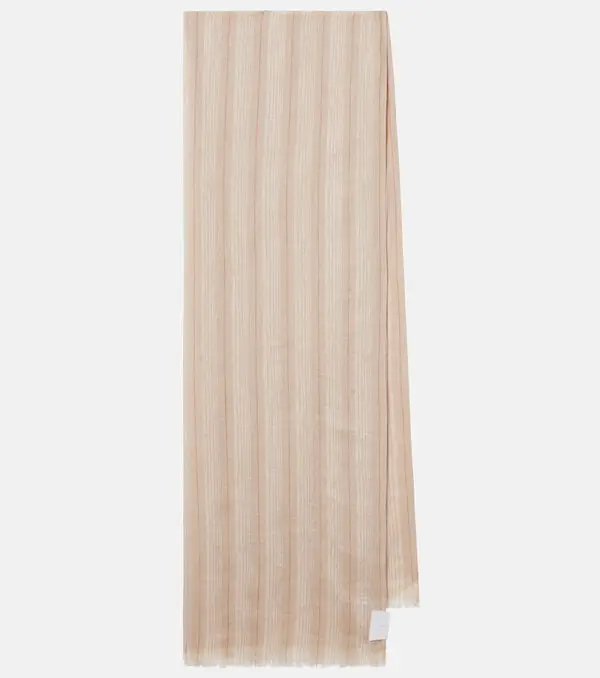 Brunello Cucinelli Striped Linen-blend Scarf - Beige