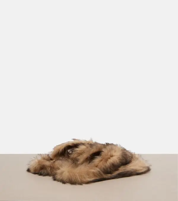 Dolce & Gabbana Shearling Thong Sandals - Brown