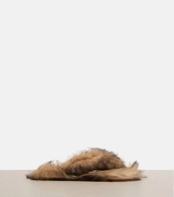 Dolce & Gabbana Shearling Thong Sandals - Brown