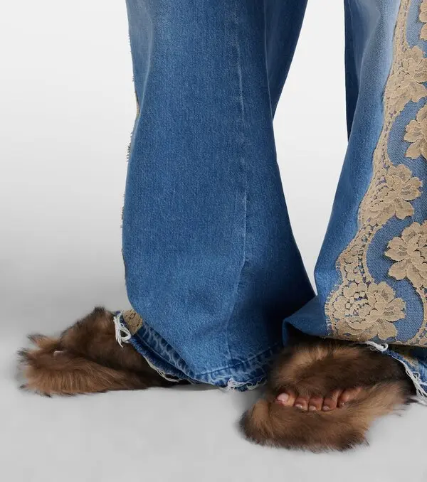 Dolce & Gabbana Shearling Thong Sandals