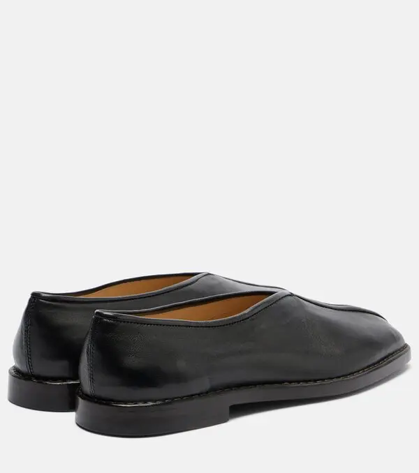 LEMAIRE Piped Leather Slip-on Shoes - Black