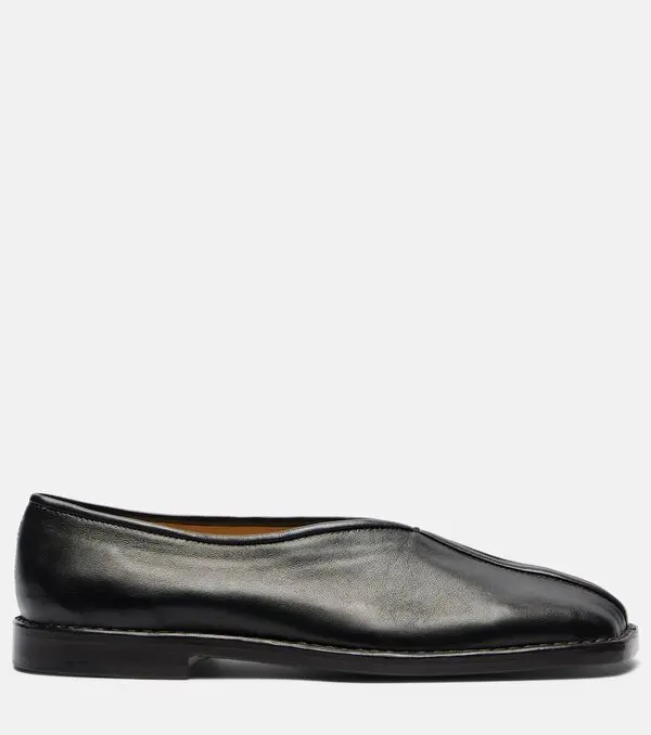 LEMAIRE Piped Leather Slip-on Shoes - Black
