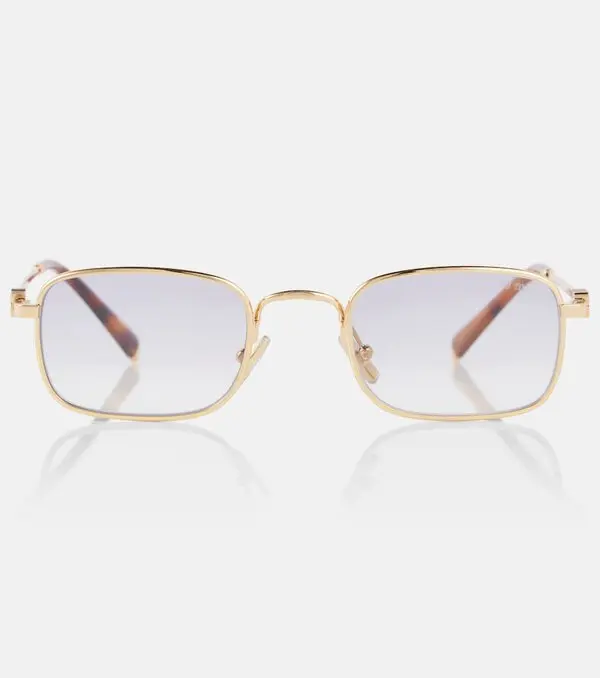 Miu Miu Logo Rectangle Sunglasses - Gold