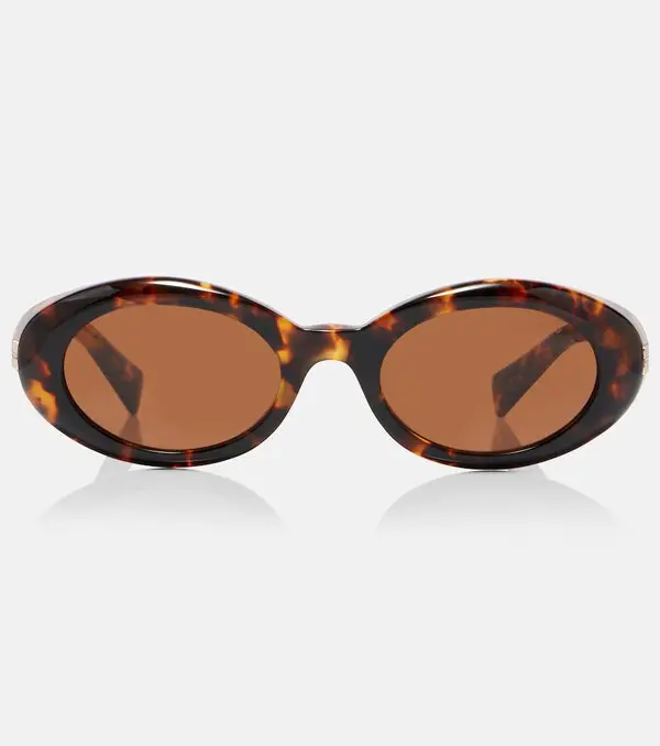 Miu Miu Logo Oval Sunglasses - Brown