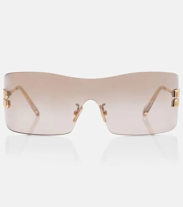 Miu Miu Rimless Shield Sunglasses - Gold