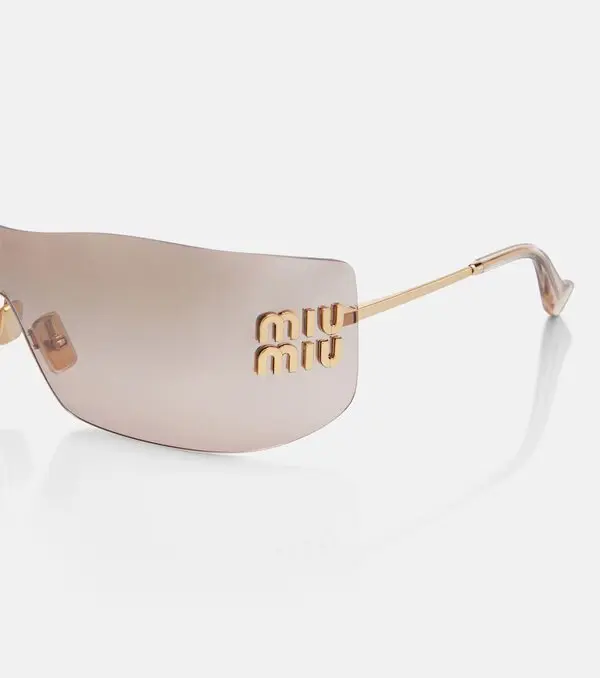Miu Miu Rimless Shield Sunglasses - Gold