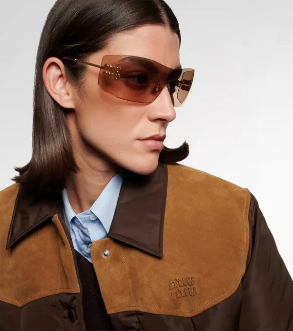 Miu Miu Rimless Shield Sunglasses - Gold