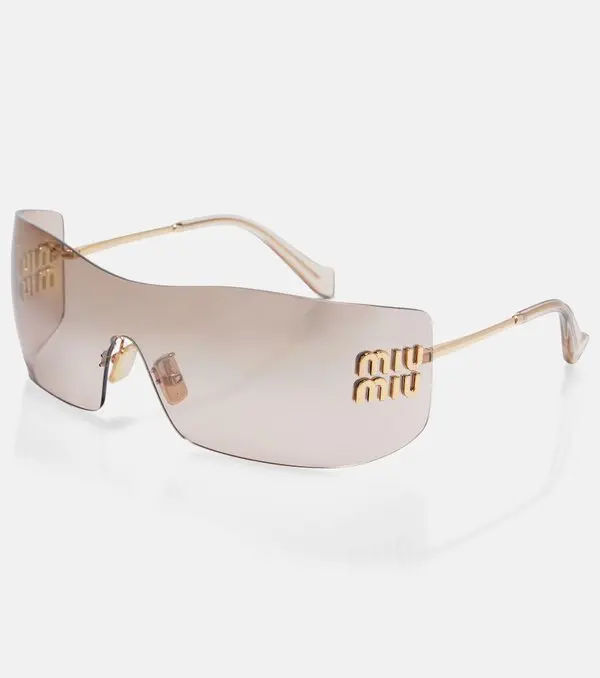 Miu Miu Rimless Shield Sunglasses - Gold